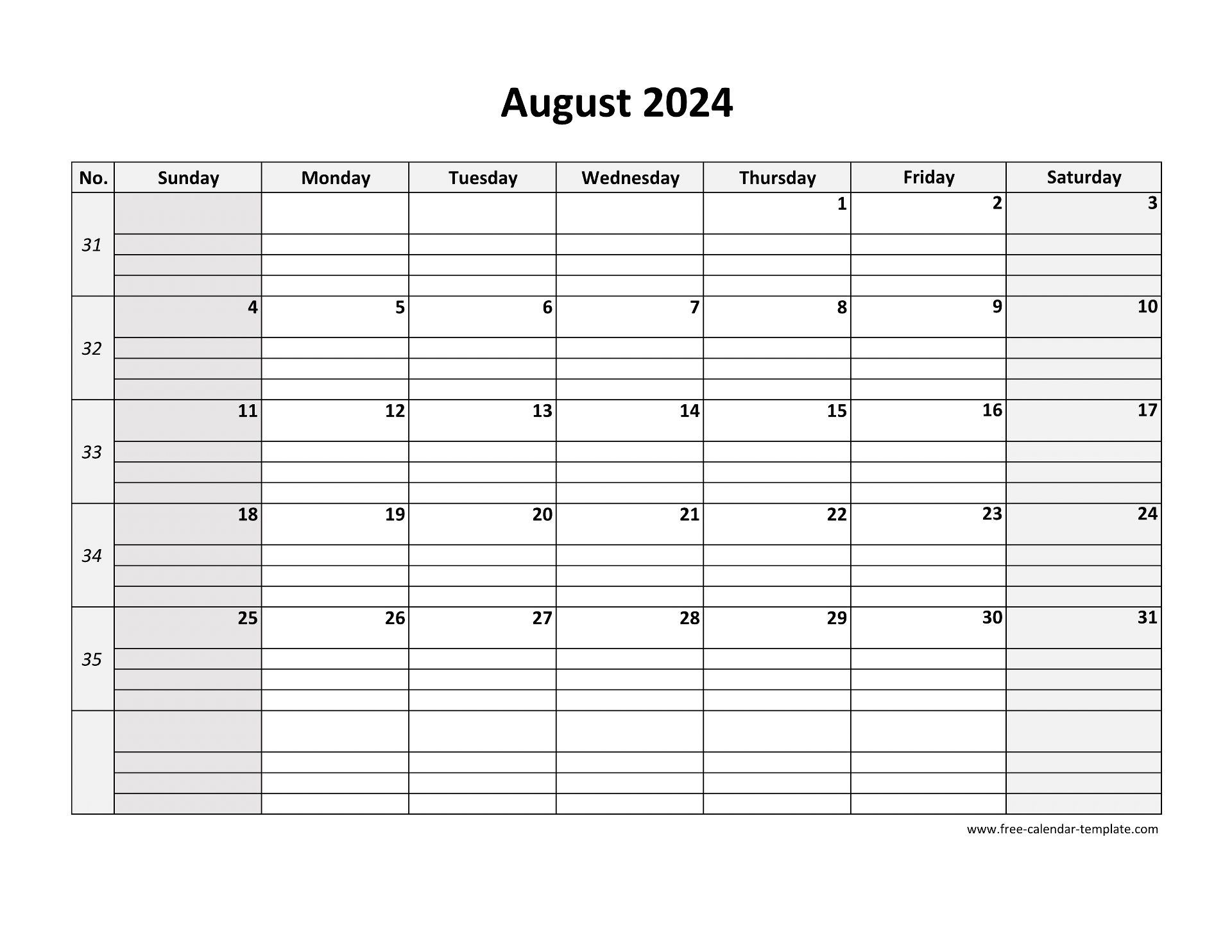 August 2024 Calendar Free Printable With Grid Lines Designed August 2024 Calendar Free Printable With Grid Lines Designed